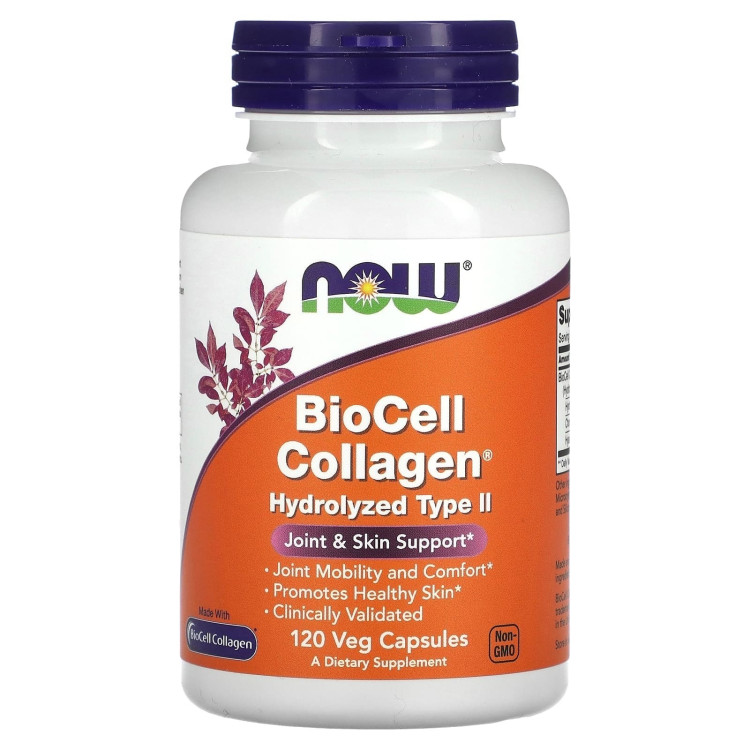 NOW, BioCell Collagen, Hydrolyzed Type II, 120 капс (60 порций) купить ...